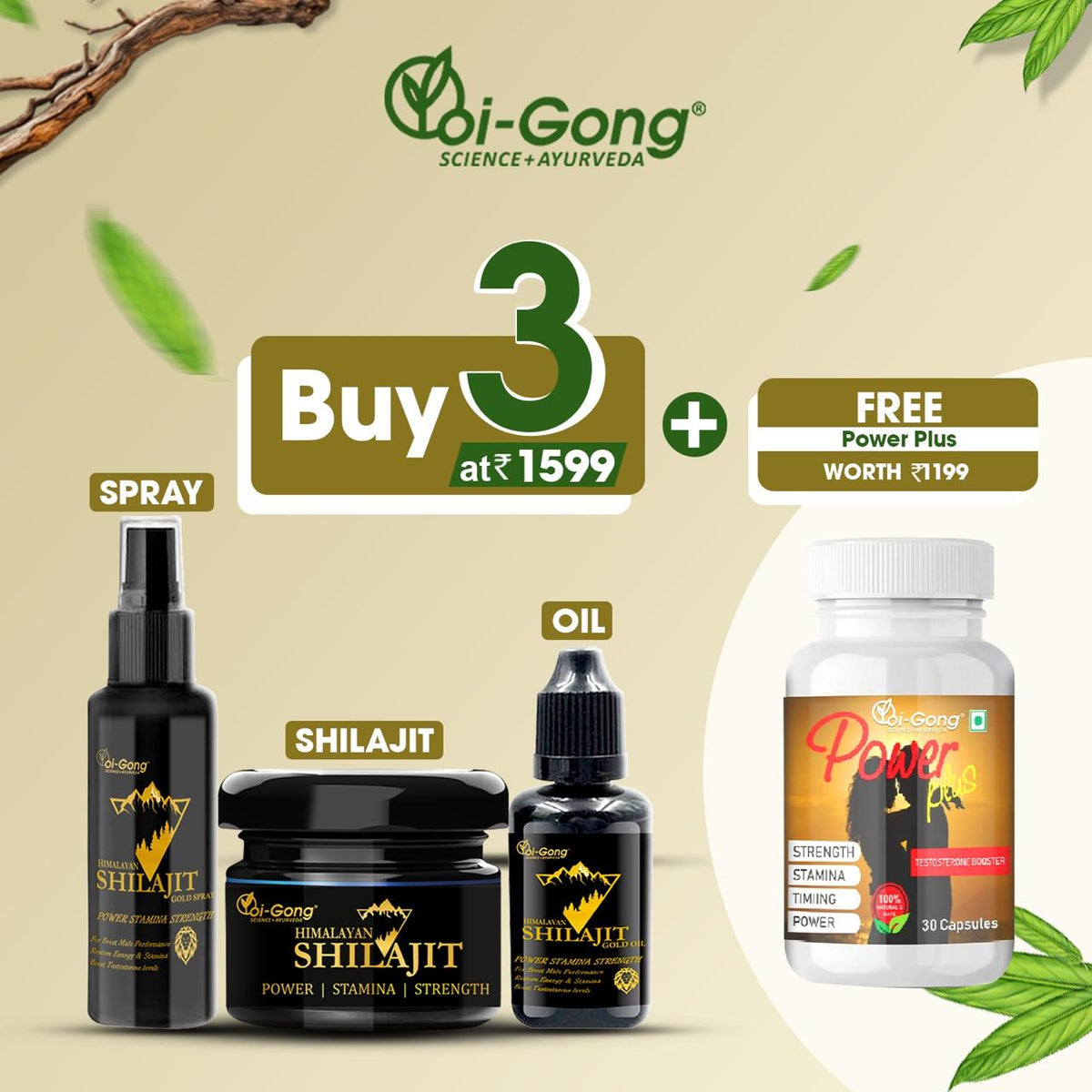 Oi Gong Ayurveda Shilajit Gold Combo And Power Plus Kit Oi Gong